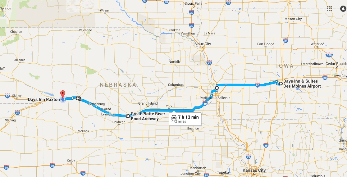 Skid and Sandy On The Road: Des Moines Iowa to Paxton Nebraska