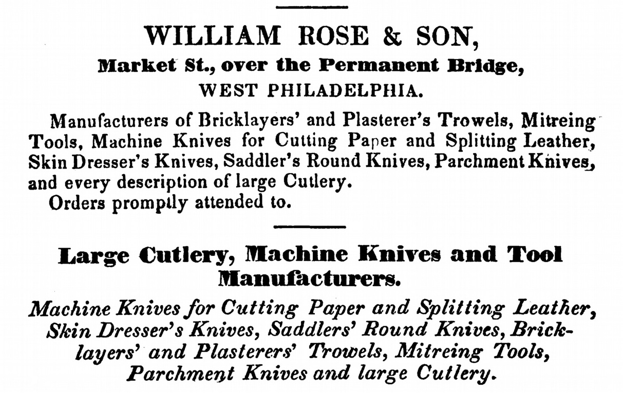 Trowel and Masonry Tool Collector Resource : William Rose and the Early ...