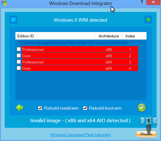 Windows Download Integrator 3.0.0.3 Full - Tùy chỉnh bộ cài đặt Windows ...
