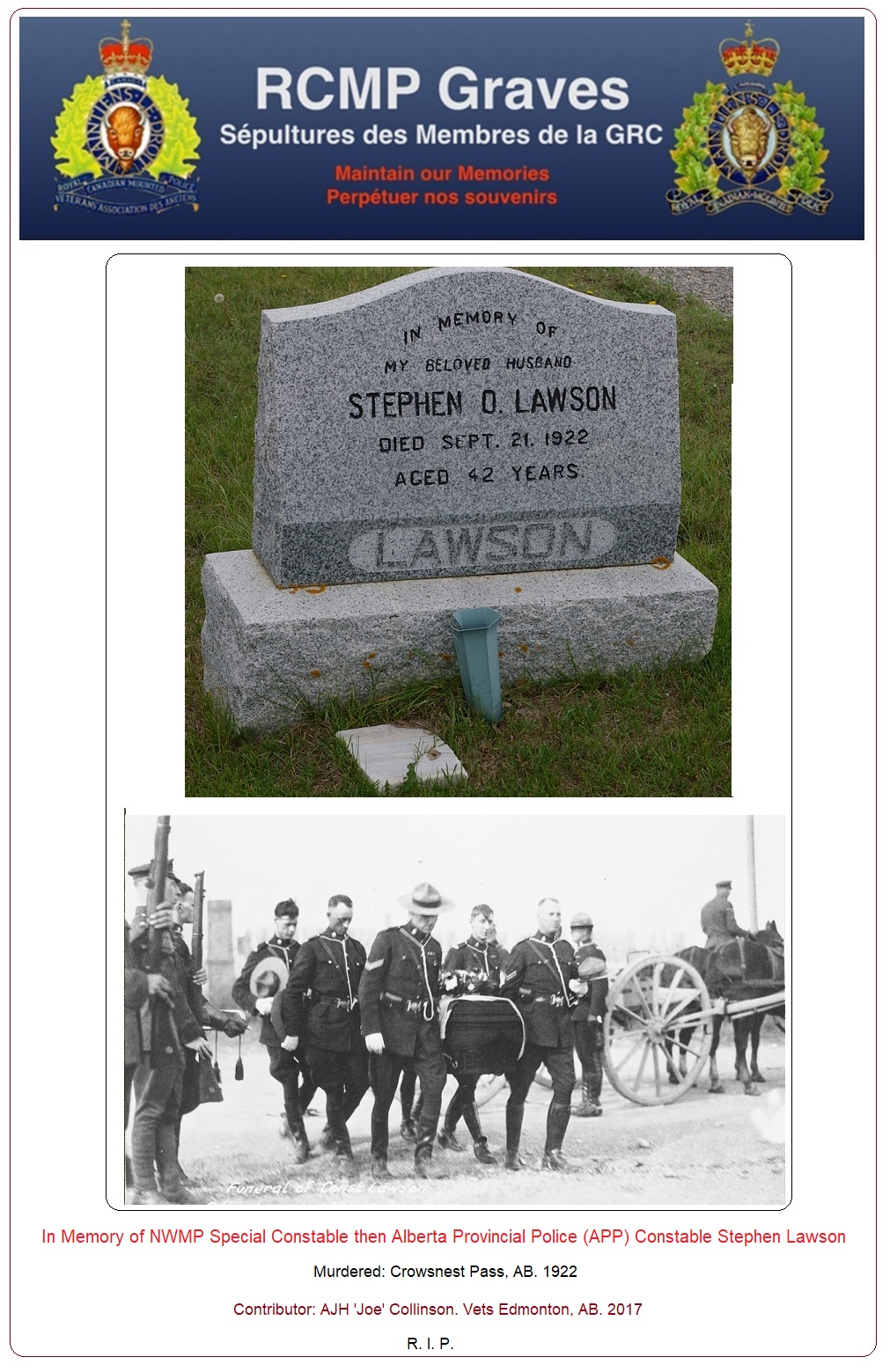 RCMP/GRC Grave Discovery & Information Website: www.rcmpgraves.com: In ...