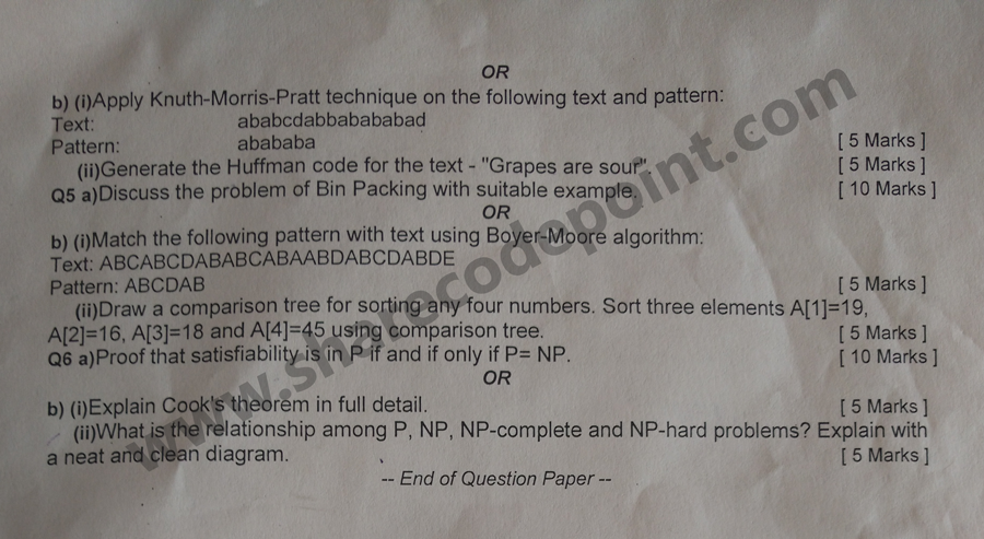 CAP538 & CSE408 : Algorithm Design And Analysis End Term Exam Question ...