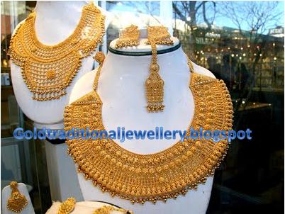 goldtraditionaljewellery: Gold heavy bridal Necklace