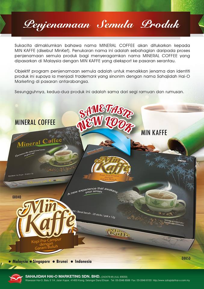 Min Kaffe: Nama Baru Mineral Coffee - Towards Better Living & Happier Life