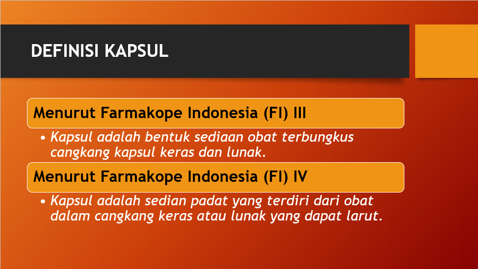[PPT] SEDIAAN FARMASI: KAPSUL (CAPSULAE)