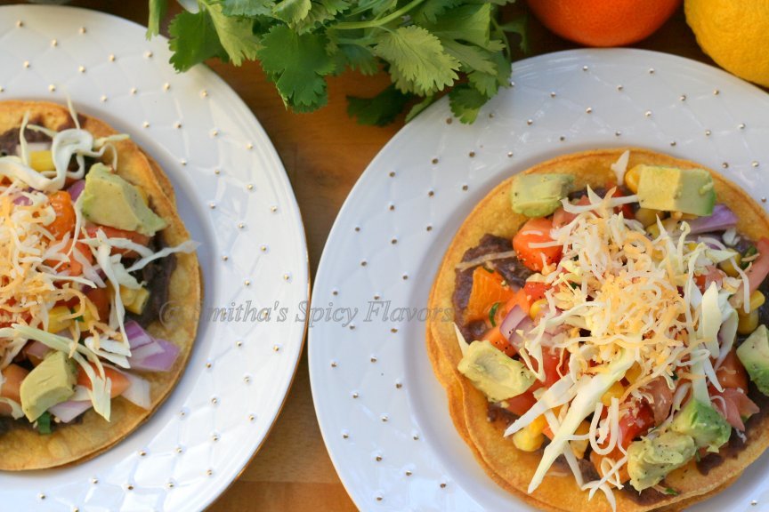 Vegetarian Tostada with Papaya Orange Pico de gallo ~ Smitha's Spicy ...
