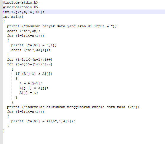 Fungsi Sorting Bubble di Bahasa C