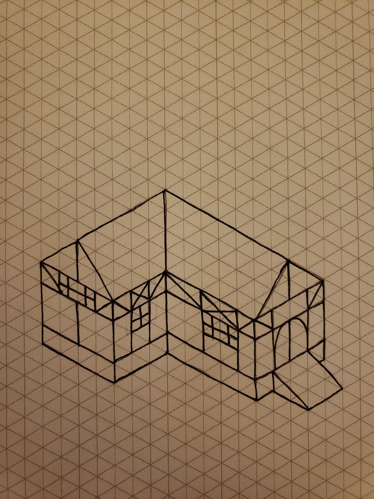Simple Isometric House Drawing