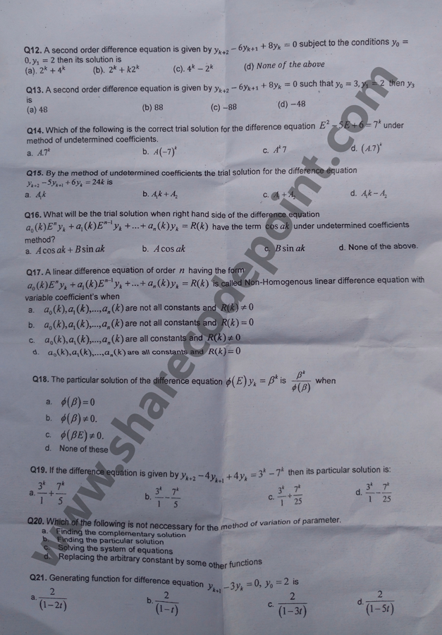 Mth401 Discrete Mathematics Mid Term Exam Mcq Question Paper 2017 Lpu