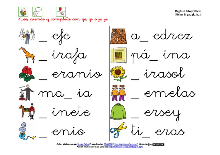 La clase de Marta: GE JE GI JI PRACTICA