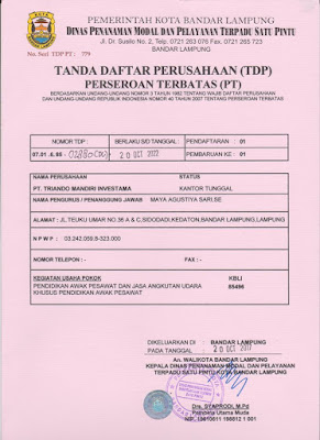 Syarat Pembuatan TDP