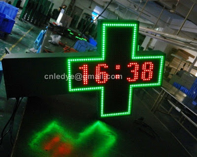 PetroLed: Green and Red Led Pharmacy Cross 63X93X10cm