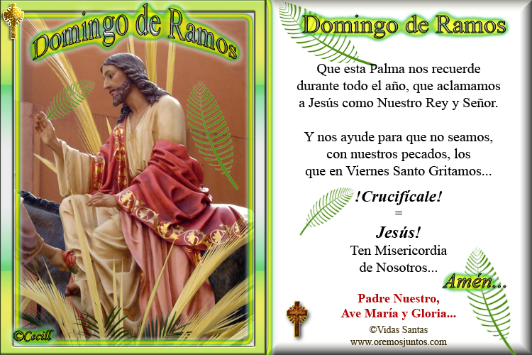 Imágenes de Cecill: Estampita y Oración para el Domingo de Ramos