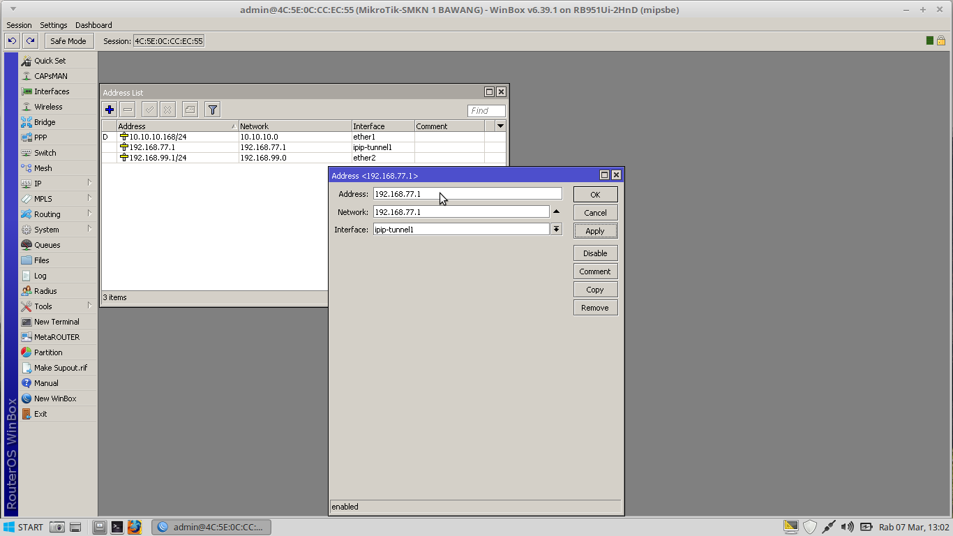 KONFIGURASI IPIP TUNNEL DI MIKROTIK