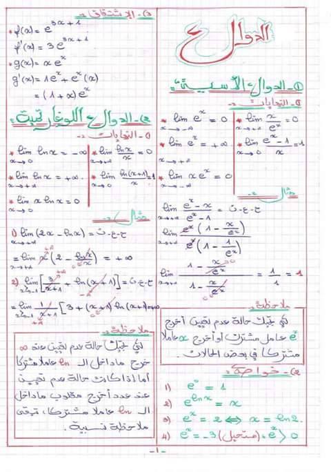 ملخصات للرياضيات بكالوريا 2016 bac.onec.dz | cinq.onec.dz 2019