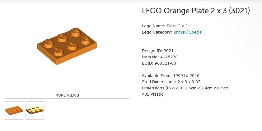 LEGO 3021 Orange 2x3 PLATES 2 x 3 Building Blocks ~ stores.ebay.com ...