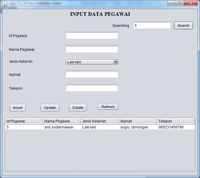 MENAMBAHKAN TOMBOL SEARCHING PADA PROGRAM INPUT DATA MENGGUNAKAN NETBEANS IDE 7.3.1