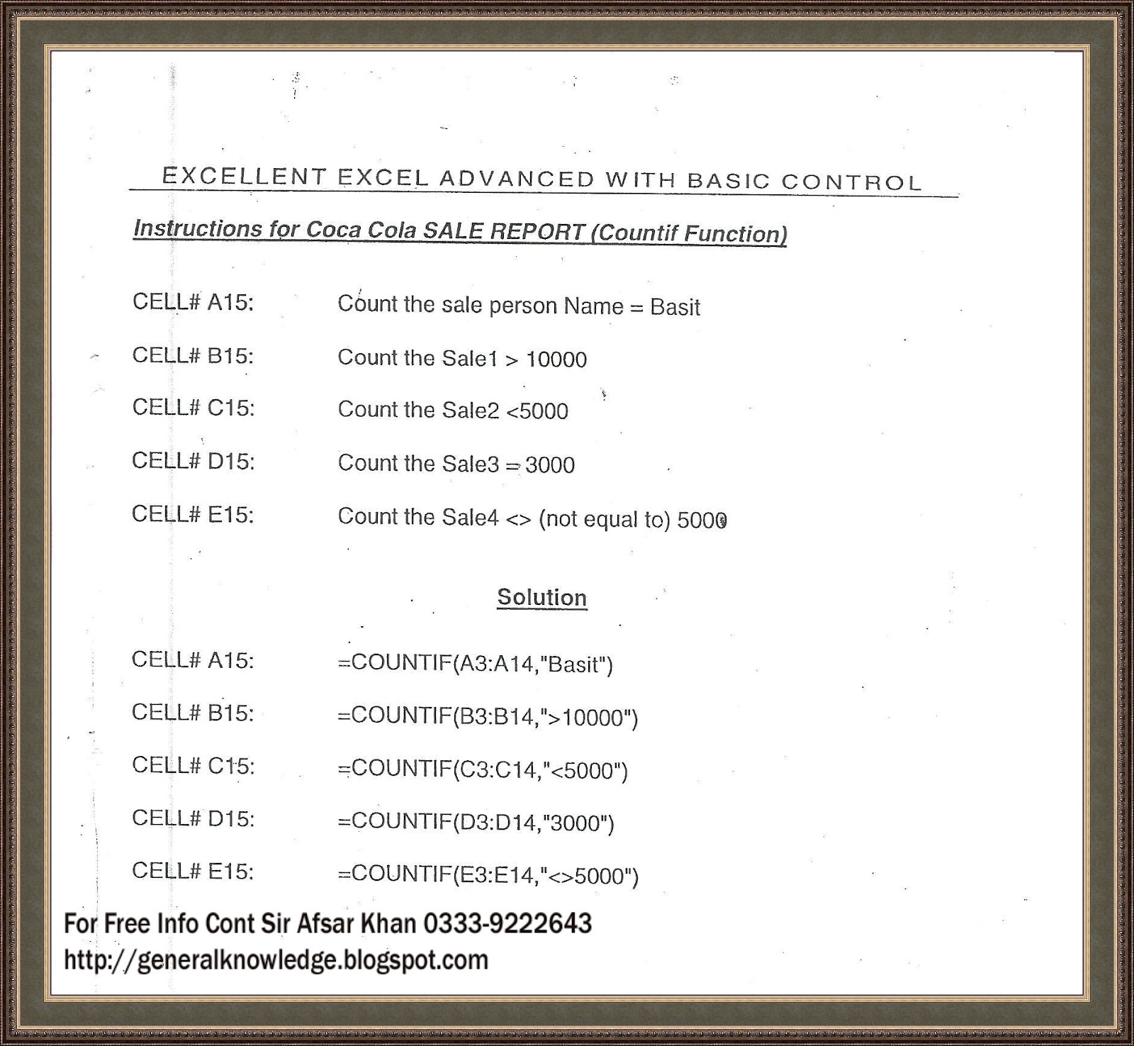 ADVANCE EXCEL FORMULAS: ADVANCE EXCEL SHEET WITH EXAMPLE