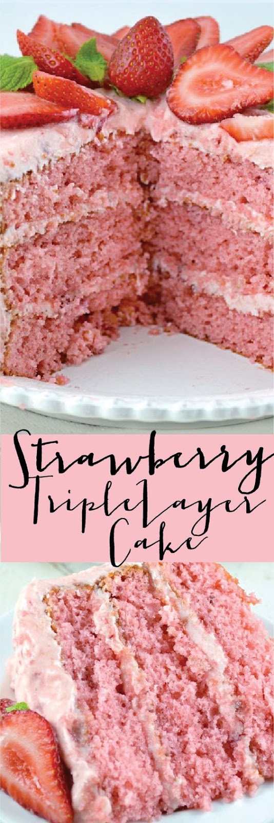 STRAWBERRY TRIPLE LAYER CAKE | EASY FOODIE HEALTHY