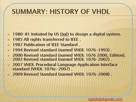 VHDL Programming: Summary : Brief History about VHDL