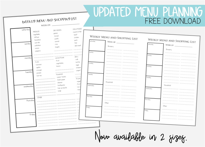 Menu Planner FREE Download - Naturally Creative Mama