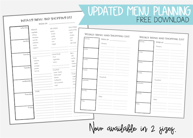 Menu Planner FREE Download - Naturally Creative Mama