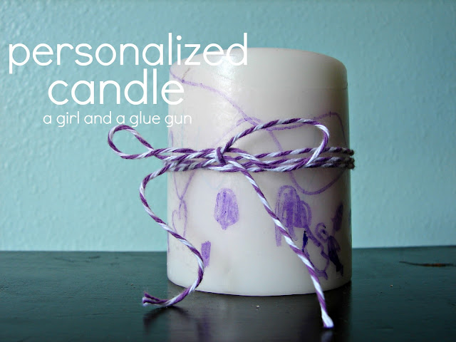 personalized candle (kid craft monday) - A girl and a glue gun