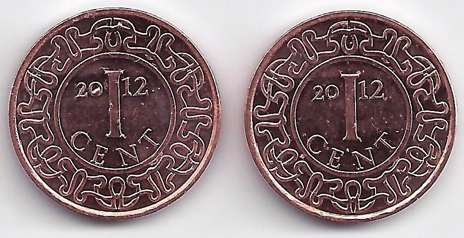 Erik J. van Loon munteninfo: Suriname 1 cent 2012 en 250 cent 2012