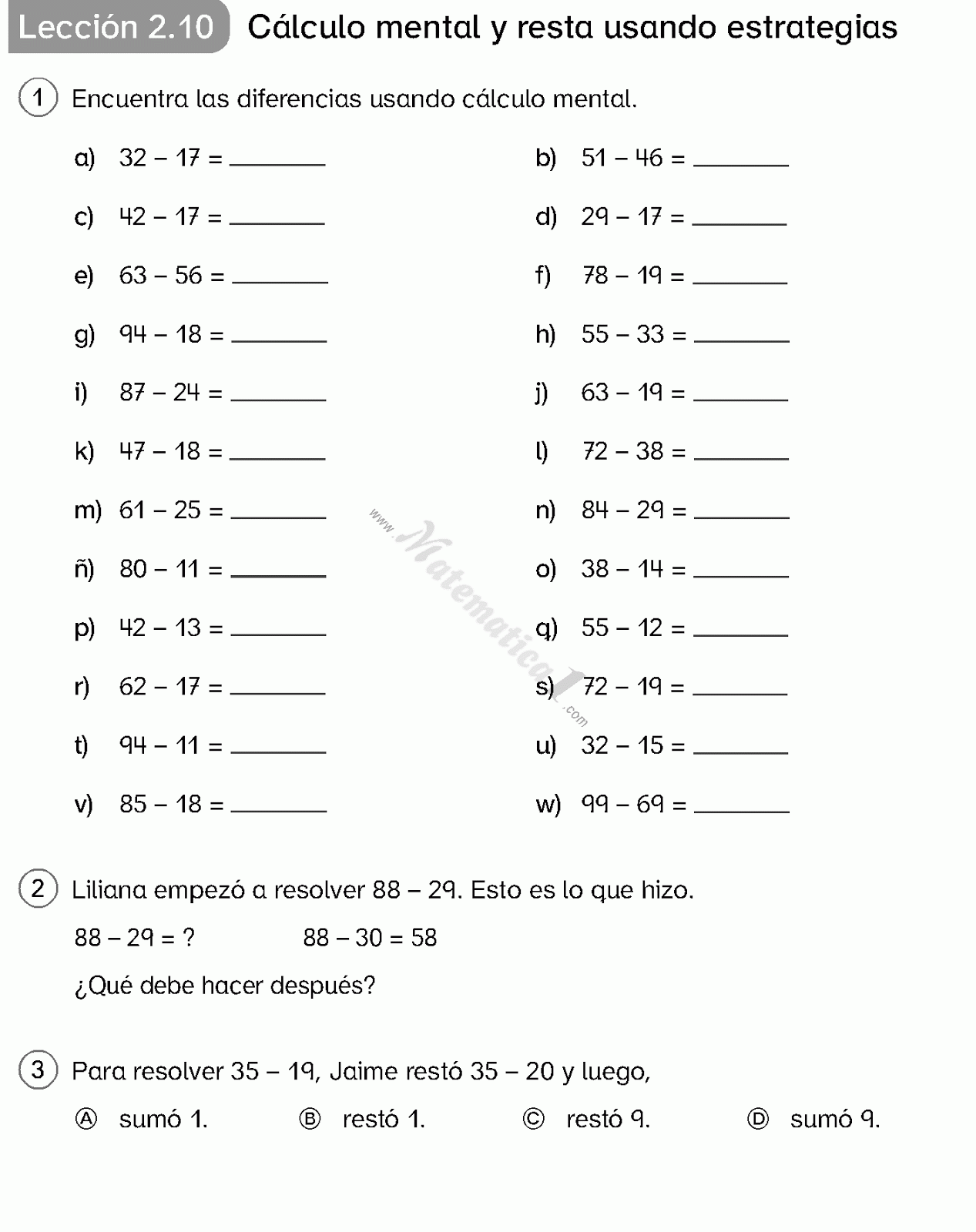 CALCULO MENTAL EJEMPLOS RESUELTOS DE MATEMATICA 3–TERCERO BASICO PDF