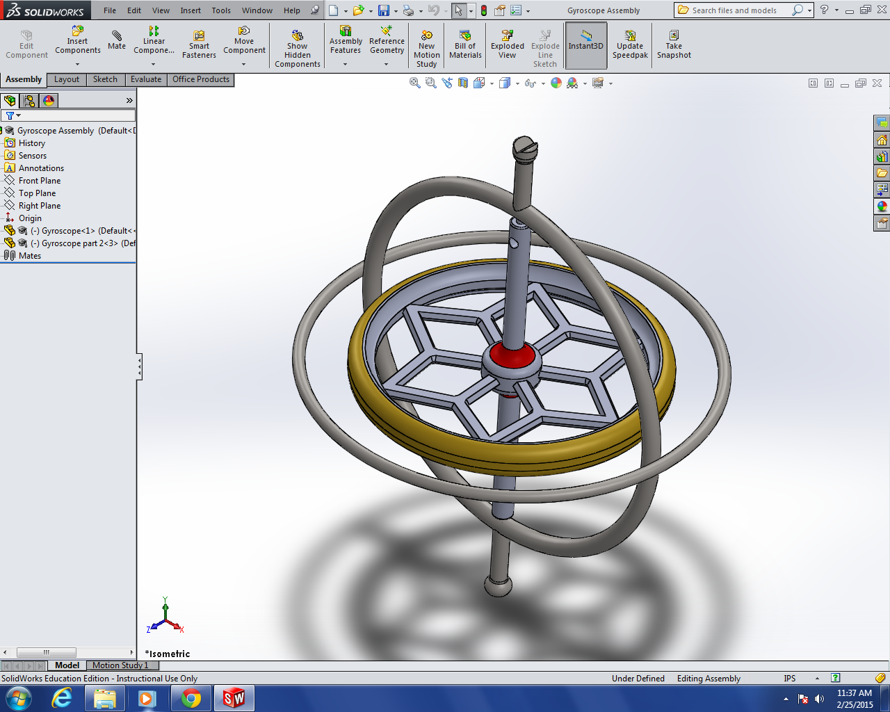 Kelly Coca's Engineering Design Blog: Gyroscope Imported Into Solidworks