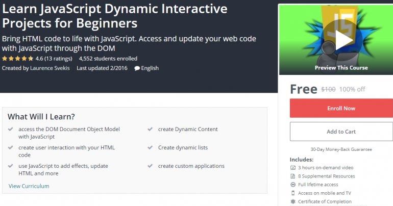 [100% Off] Learn JavaScript Dynamic Interactive Projects for Beginners ...