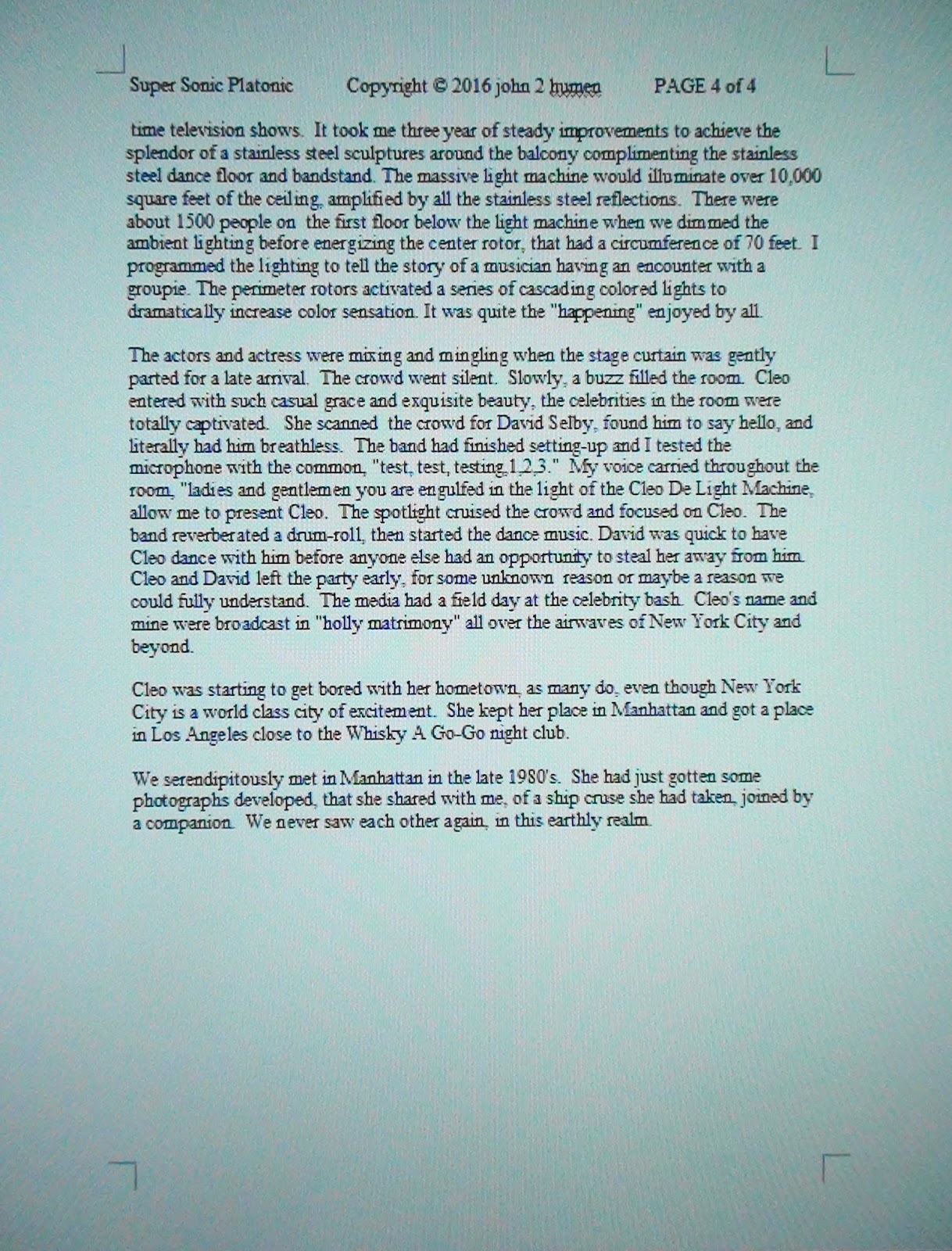 Cleo Odzer and John Humen are Super Sonic Platonic: 2016