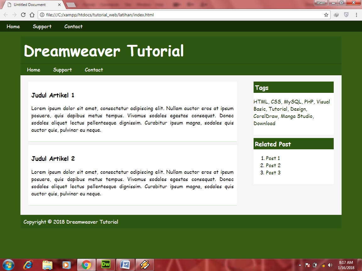Tutorial Membuat Tampilan Web Responsive | Dreamweaver Tutorial Tutorial Membuat Tampilan Web Responsive | Dreamweaver Tutorial