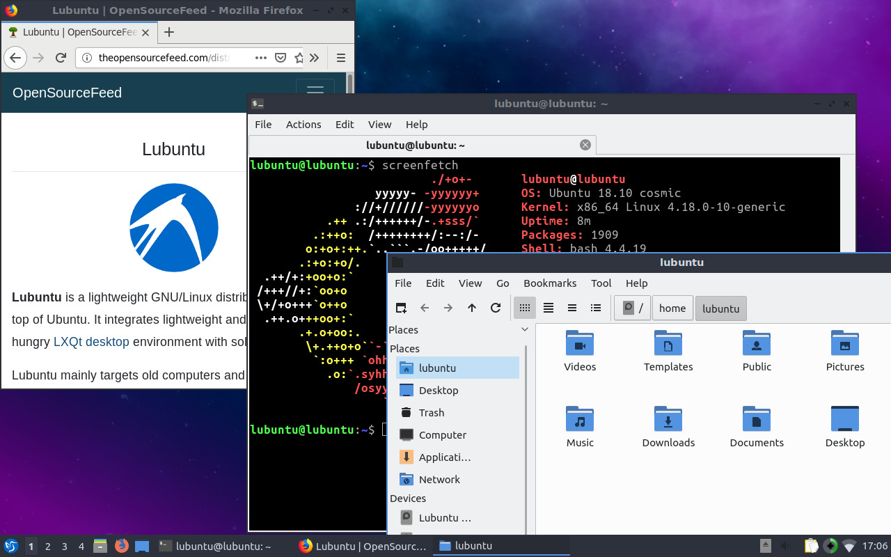 Lubuntu 18.10 Cosmic Cuttlefish (LXQt) screenshots