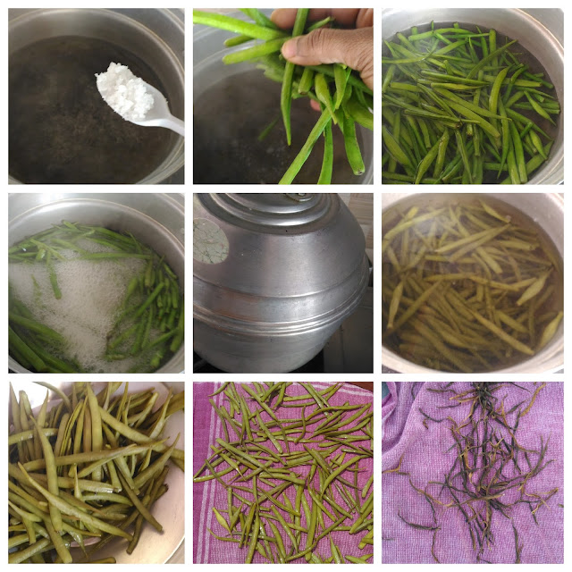 Kothavarangai vathal / Sun Dried Cluster Beans ~ Kurinji Kathambam