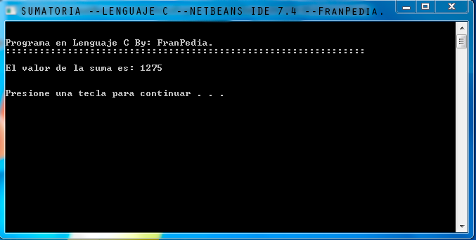 Programa en C: Sumatoria [Funciones y Uso del For]