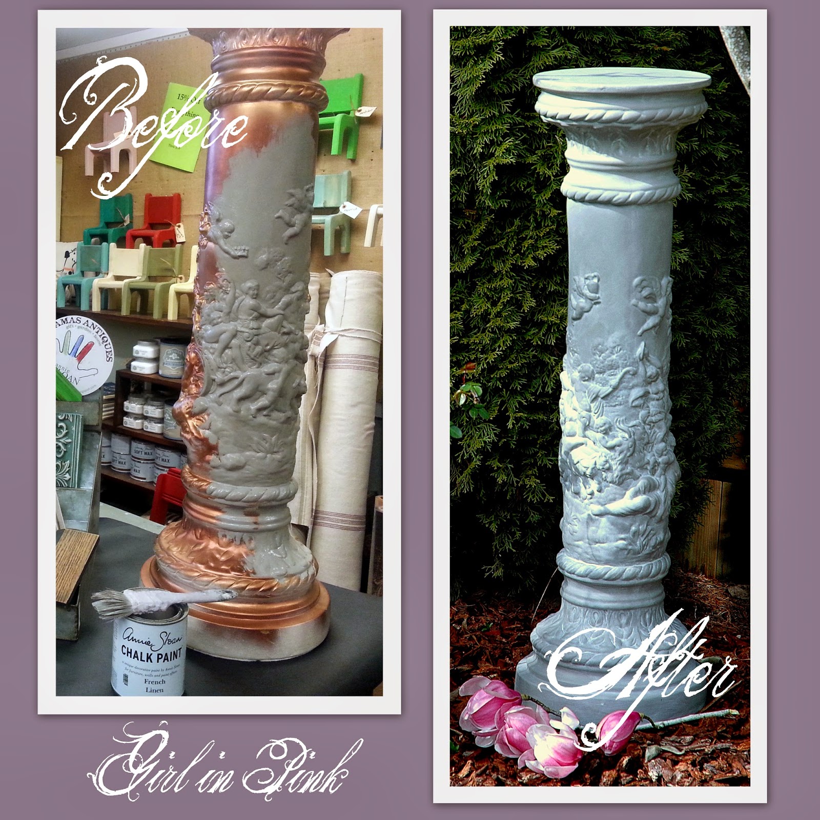 Girl in Pink: Decorative Column...from Brassy Gold to Concrete Chic