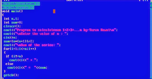 C++ Programming: Calculate sum 1 + 2 + 3 +. . . .+n
