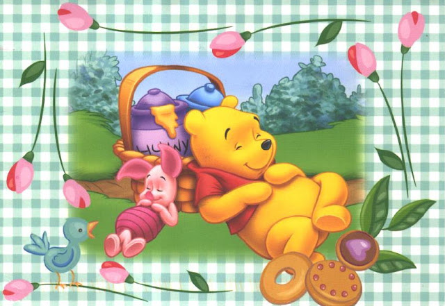 My Favorite Disney Postcards: Winnie The Pooh & Piglet Sleeping