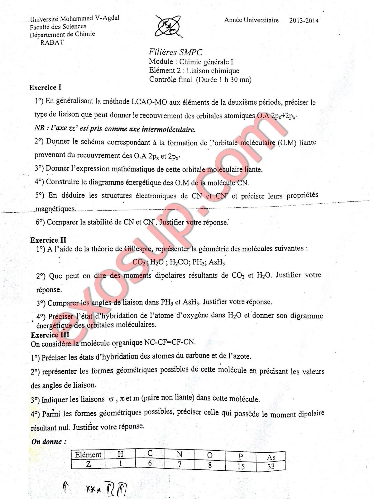 Atomistique Et Liaison Chimique Cours Et Exercices Corrig%C3%A9s Pdf ...