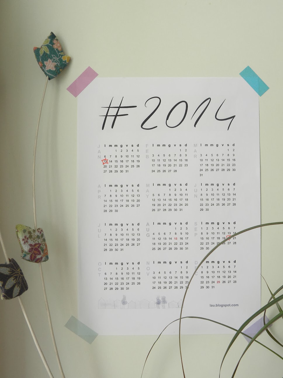 LAUsNOTEbook: Free Printable #2014 Calendar