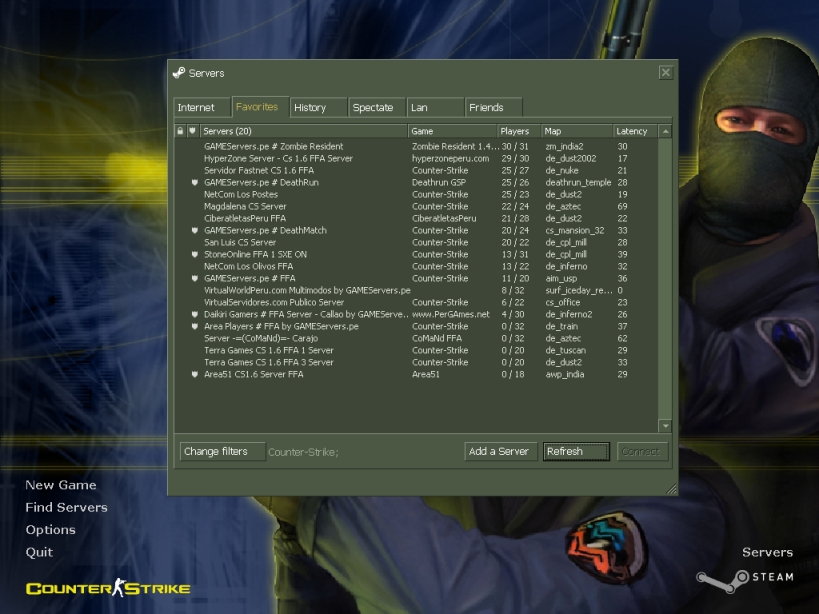 Tutoriales y descargas para Counter Strike 1.6: Servidores CS Perú