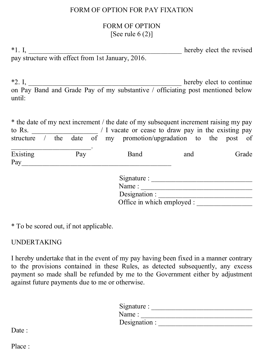 Pay Commission 7th CPC News FORM OF OPTION FOR PAY FIXATION pay-commission-7th-cpc-news-form-of-option-for-pay-fixation