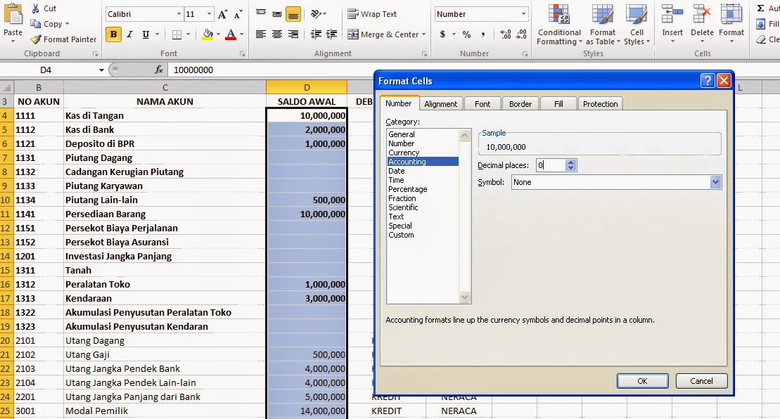 Aplikasi Akuntansi dengan Menggunakan Ms.Excel : Cara Membuat Daftar ...