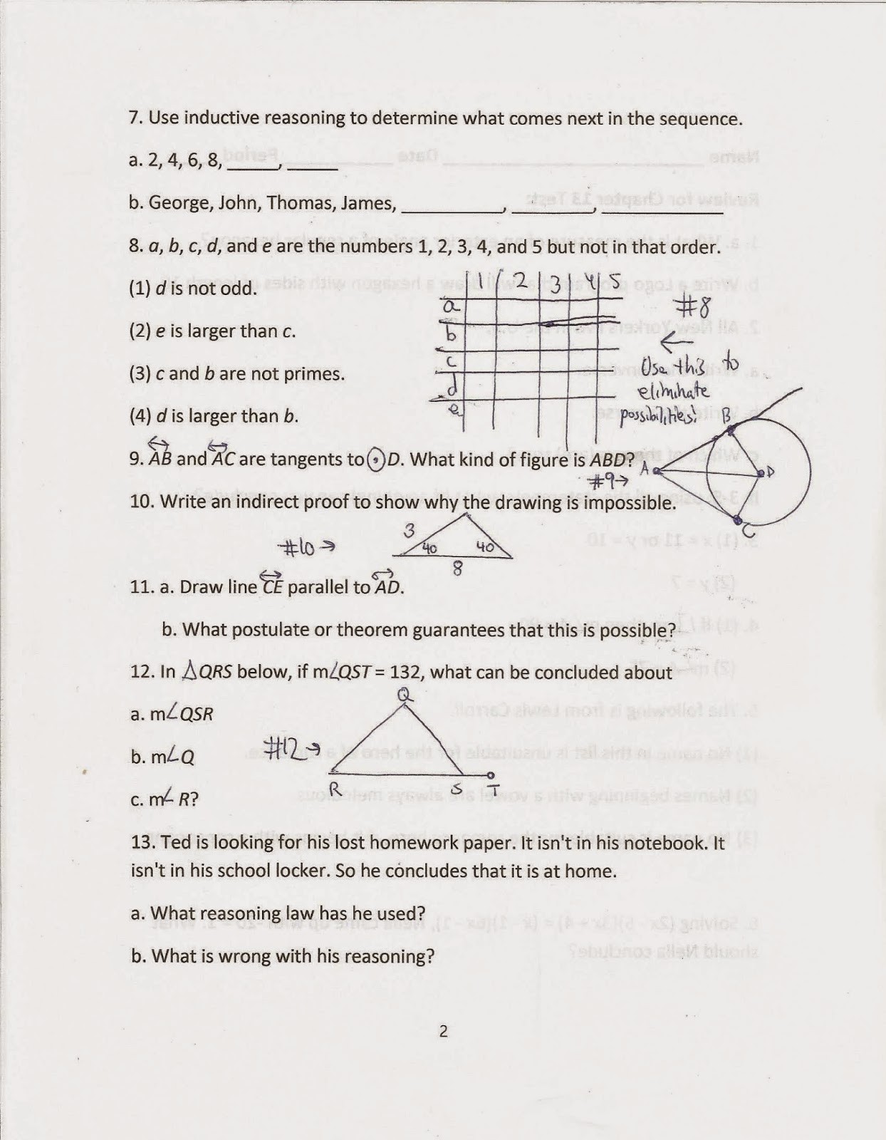Geometry, Common Core Style: Review for Chapter 13 Test (Day 111)