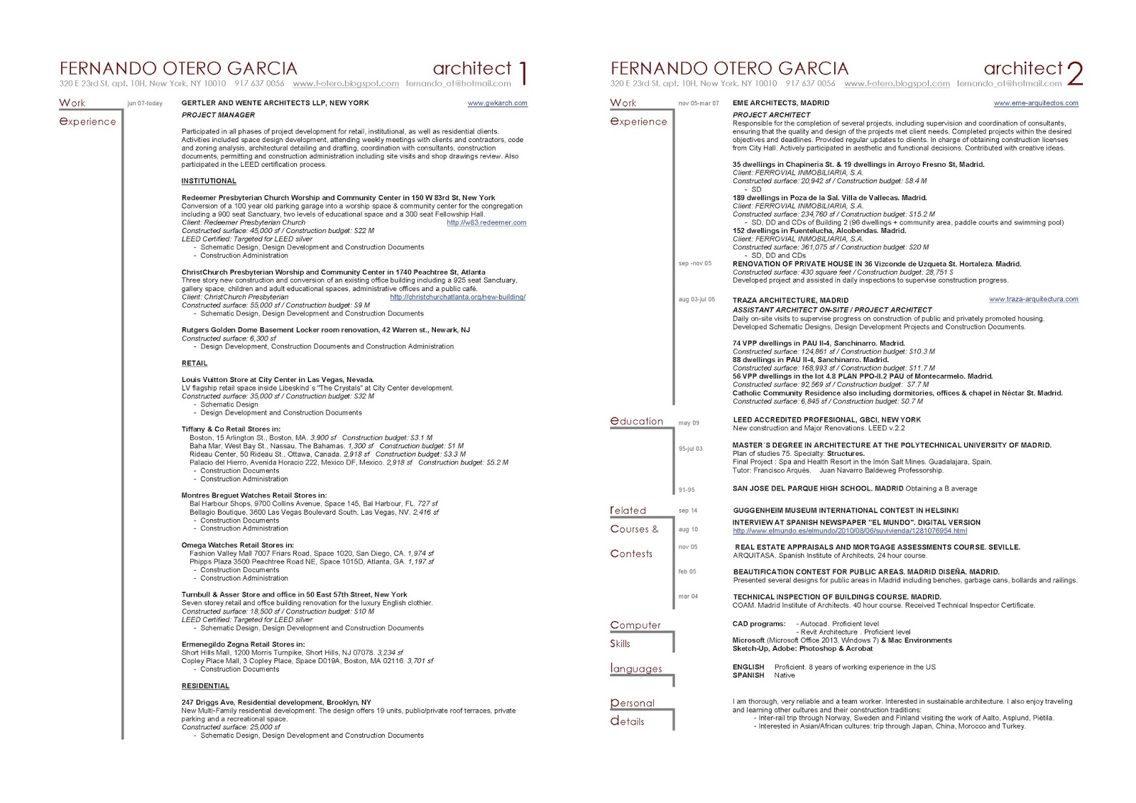 Fernando Otero. architect: RESUME