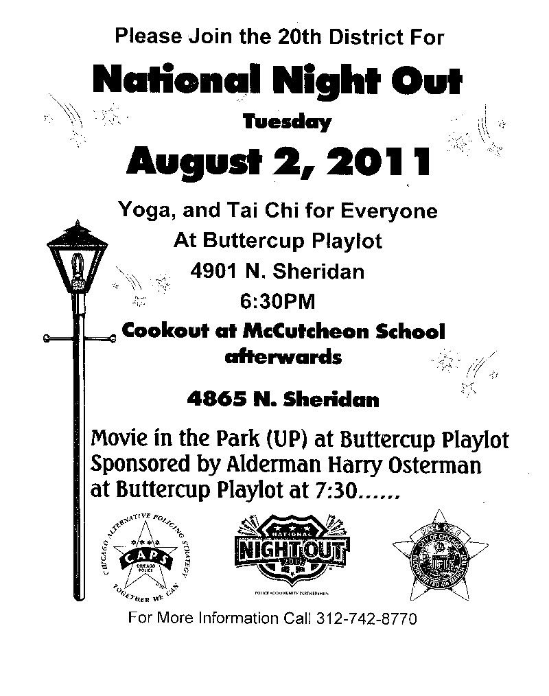 Uptown Update: National Night Out Is Tuesday (20th District)