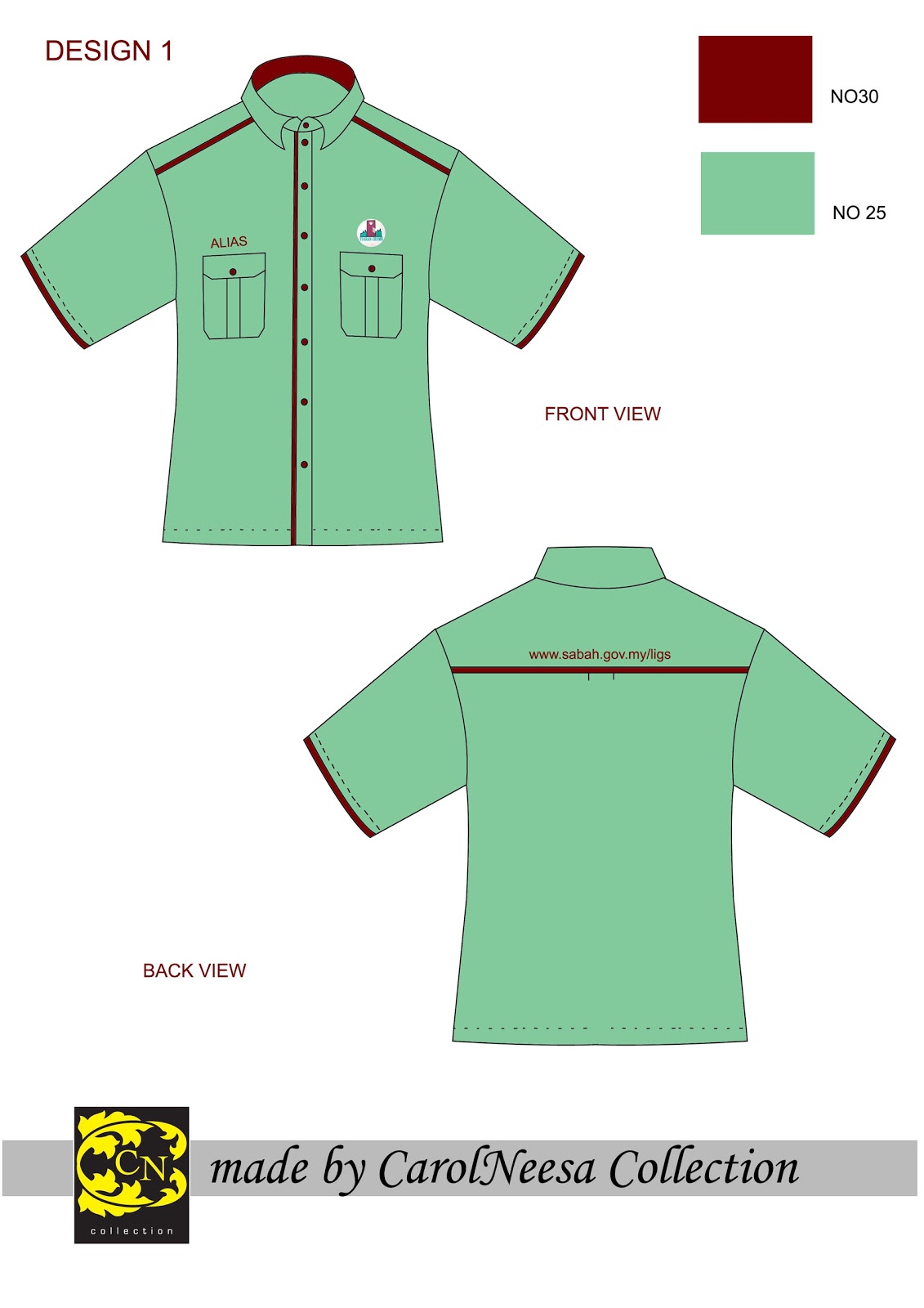 CAROL NEESA COLLECTION: Technical drawing for uniform