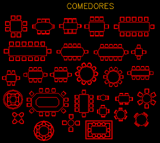 DESCARGAR PLANOS: Bloques AutoCAD mobiliario comedor