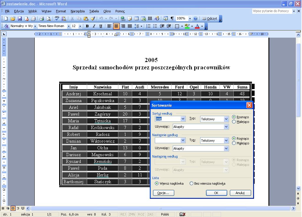 Editarea textelor: Liste si tabele