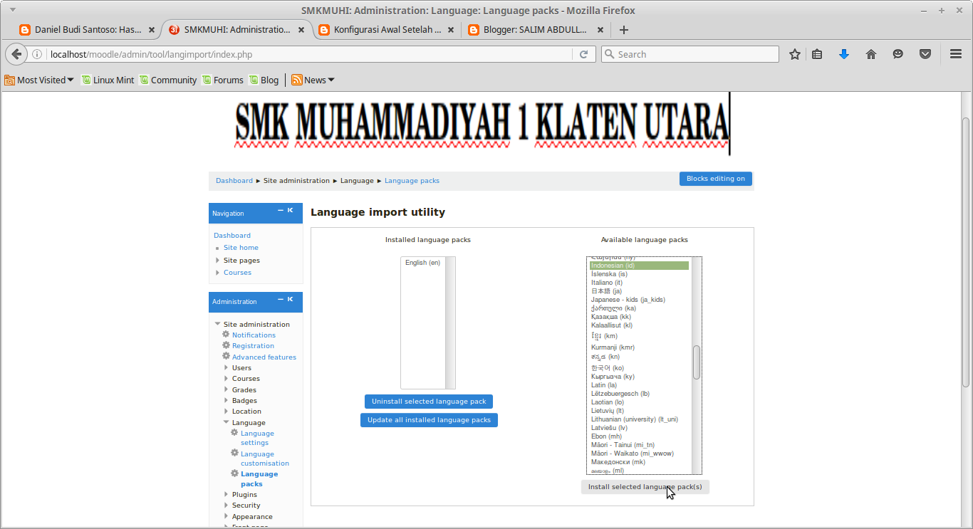 Settingan Awal Setelah Installasi Moodle di Linux ~ 1 ( Moodle part 1 ) - SALIM ABDULLAH BLOG
